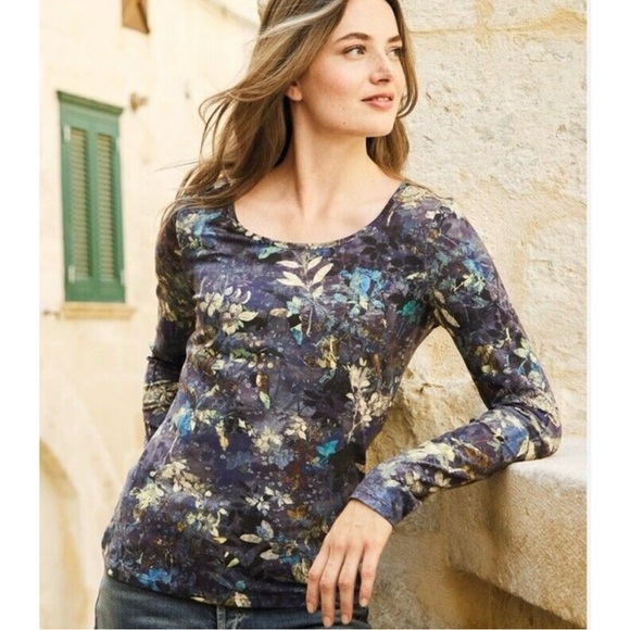 Peruvian Connection | Tops | Peruvian Connection Floral Twilight Tee ...